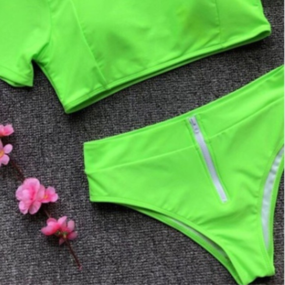Hot Miami Styles | Swim | Hot Miami Styles Neon Green Two Piece Zip ...